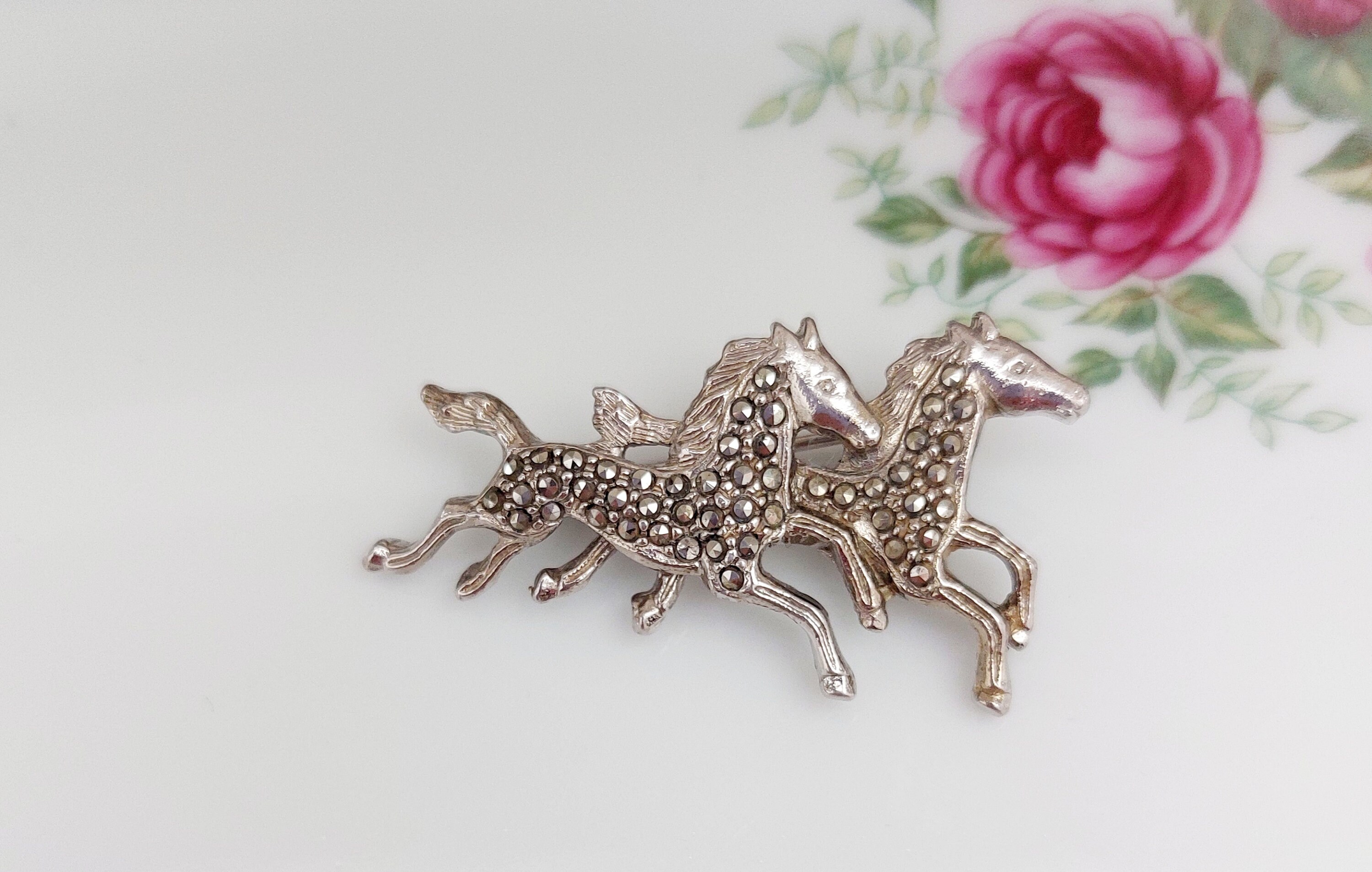 Vintage Marcasite Pony Brooch/horse Pin. Very Cute, High Quality Brooch ...