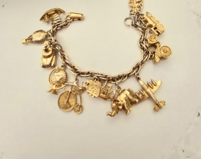 Vintage Jewelcraft Travel Themed Charm Bracelet. Original Branded ...