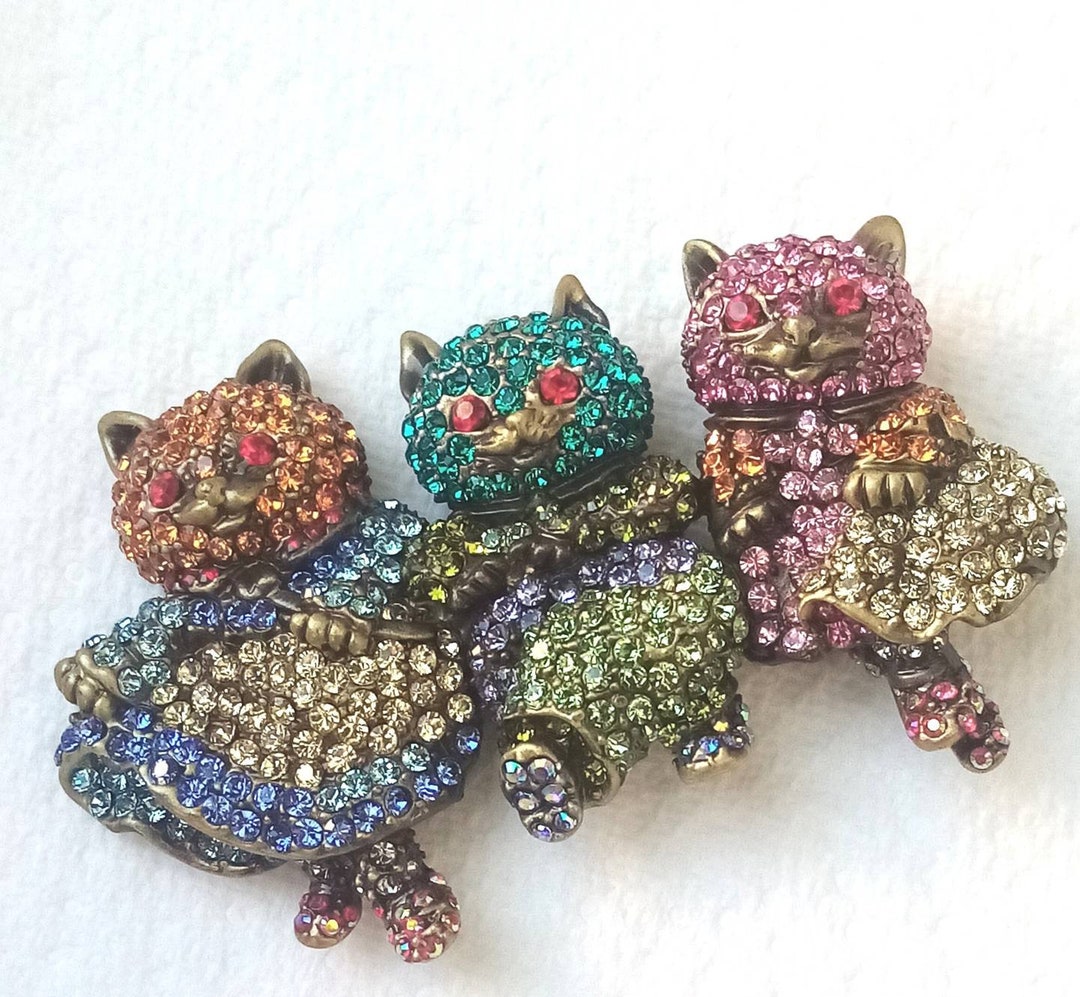 Butler and Wilson Vintage Happy Cats Brooch. Swarovski Crystals. Quirky ...