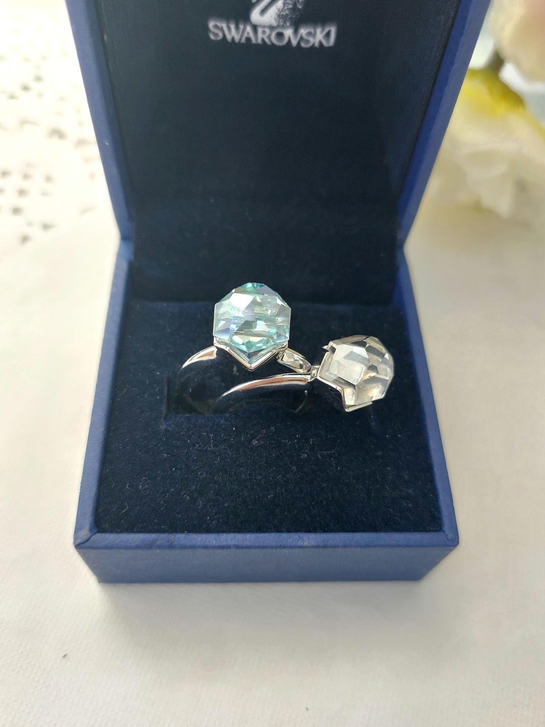 Vintage Swarovski Crystal Stacking Rings. Very Sparkly Rings Hallmarked ...