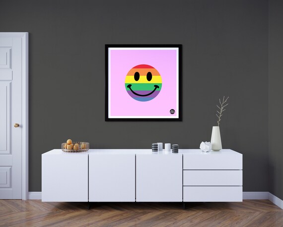 Giclée LGBT print LGBT art LGBTQ Rainbow Art Rainbow Smiley print Pride ...