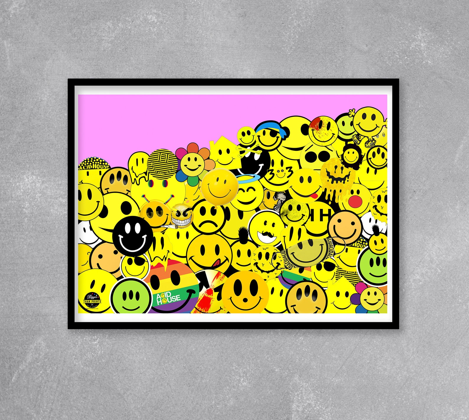 Acid Smiley Face Print Acid House Print, Smiley Face Print, Rave Print ...