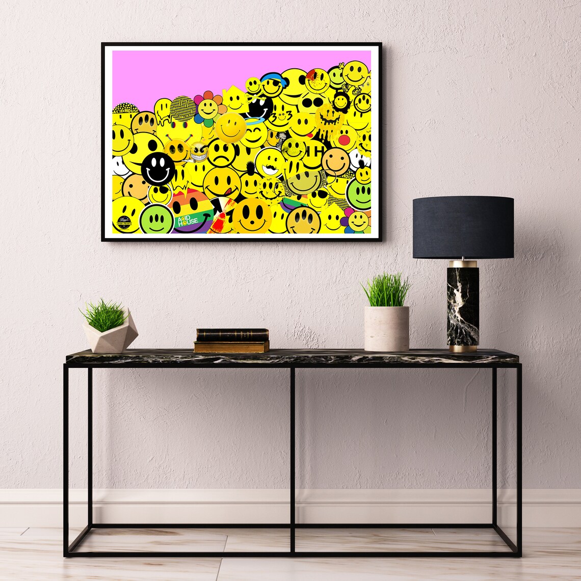 Acid Smiley Face print Acid House Print Smiley Face Print | Etsy