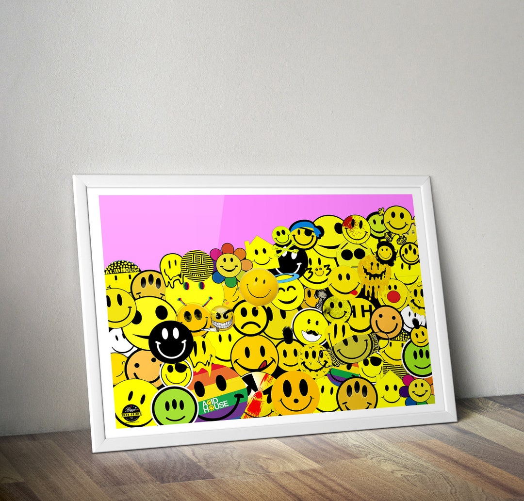 Acid Smiley Face Print Acid House Print Smiley Face Print - Etsy