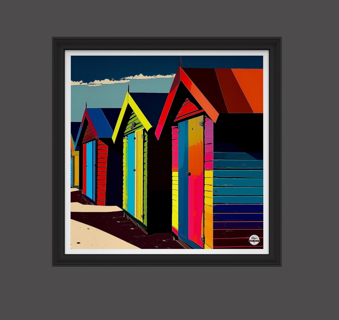 Beach Huts Print - Coastal Wall Art, Seaside Print, Beach Hut Art ...