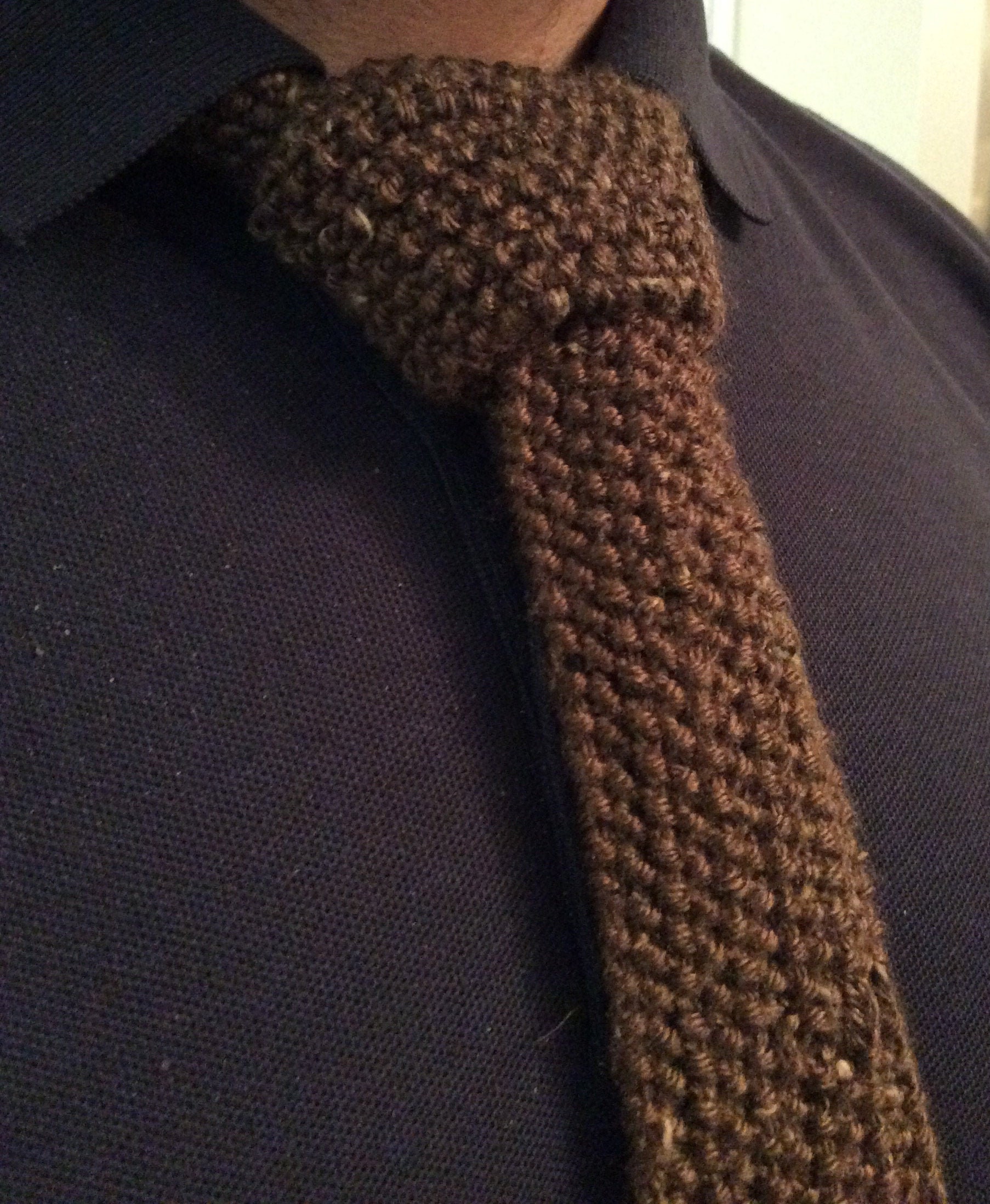 Custom Hand Knit Necktie (in Brown Tweed, Navy Blue, Charcoal Grey ...