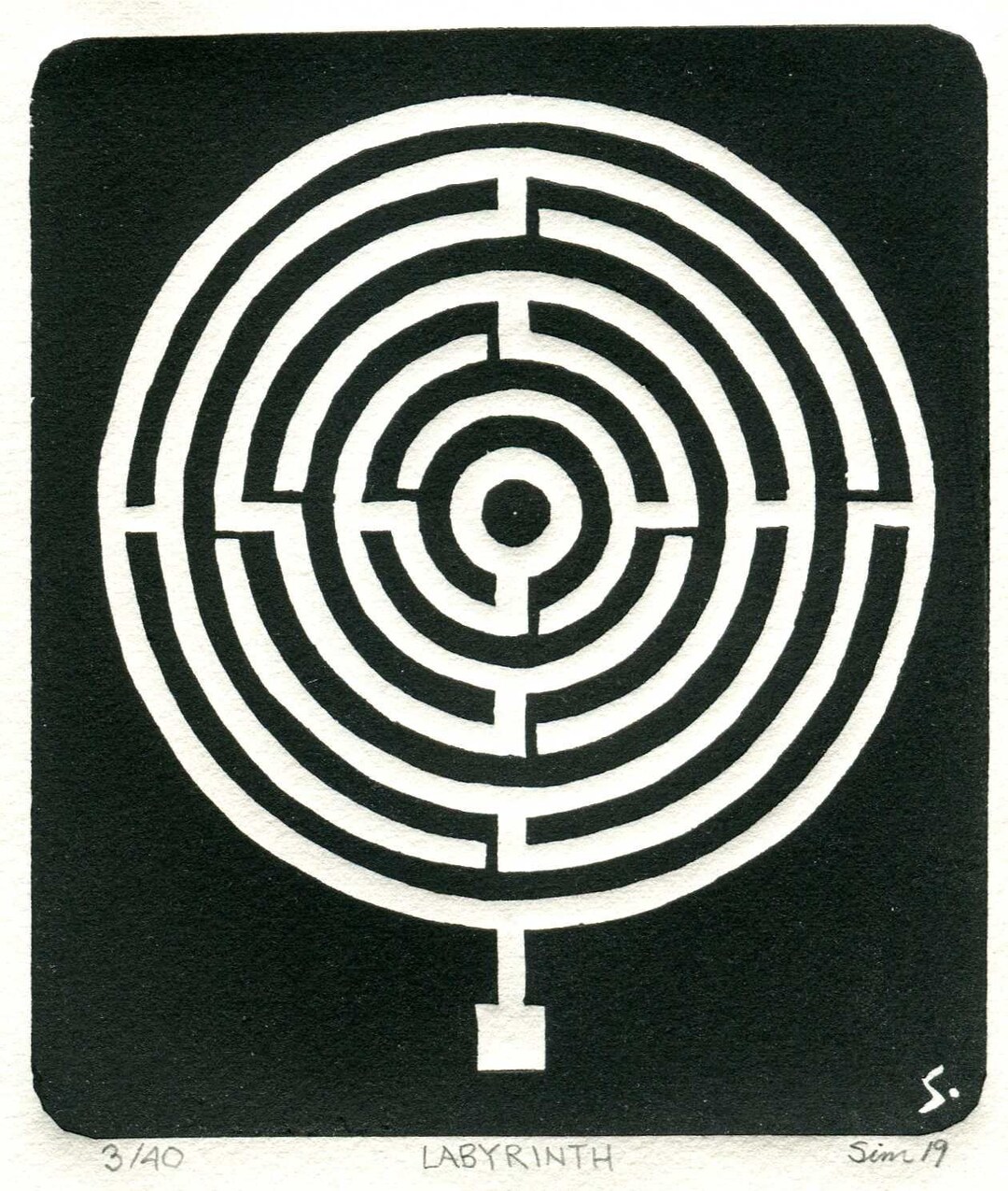 Linocut Relief Print Labyrinth Limited Edition - Etsy