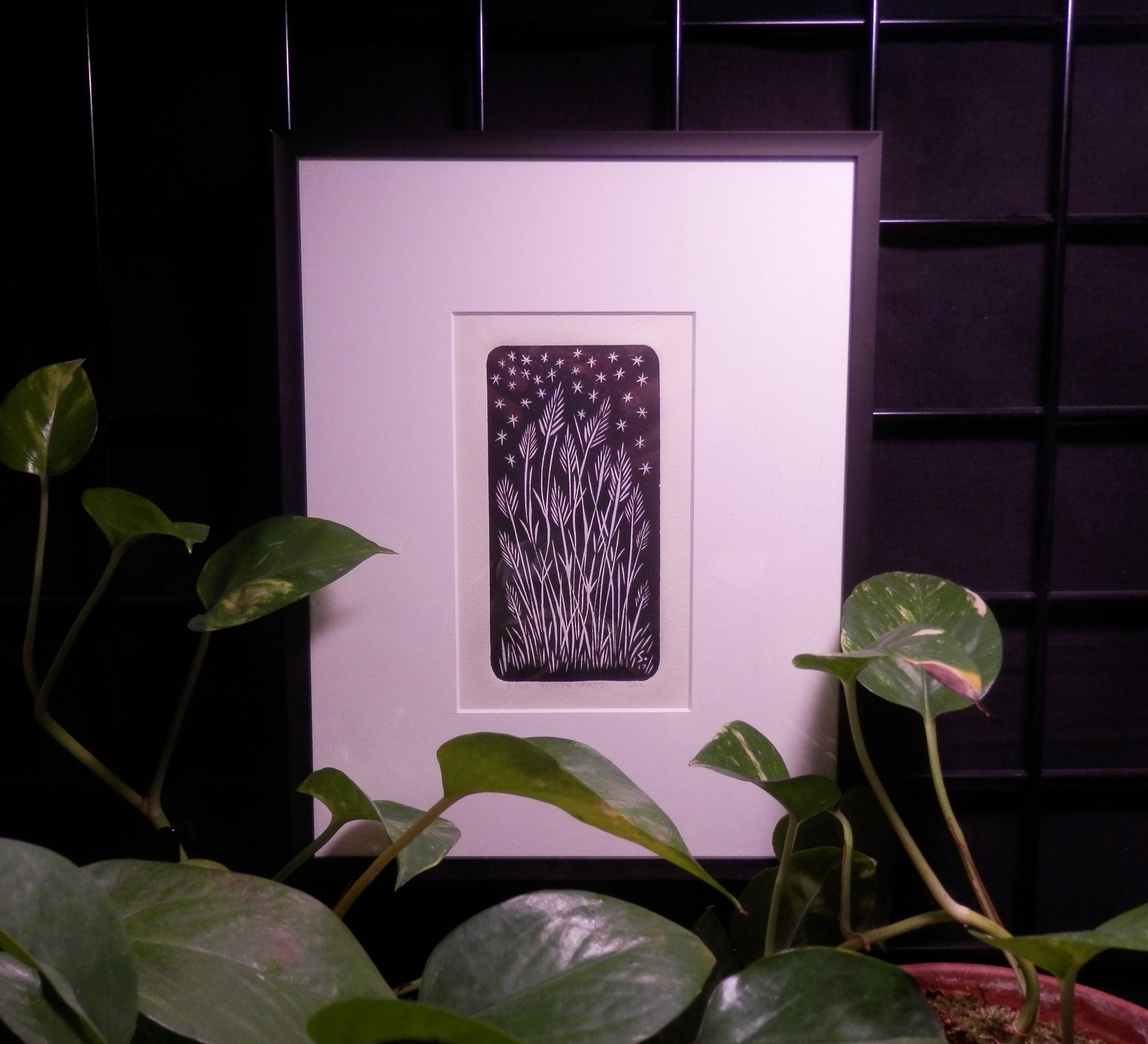 Linocut Relief Print Limited Edition WINTER GRASS - Etsy