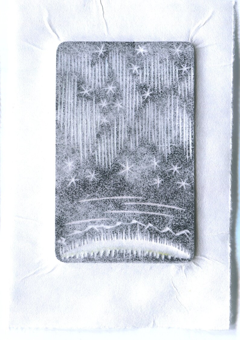 Linocut Relief Print Northern Lights - Limited Edition Hand Tinted - Etsy