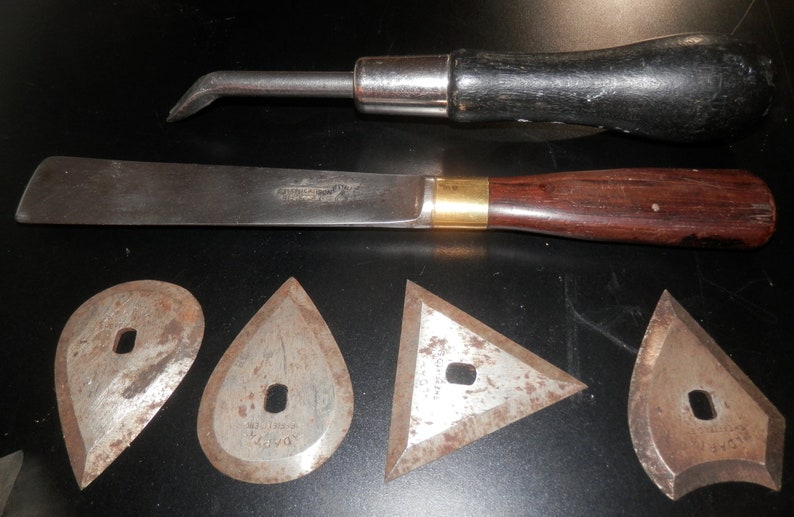 Collection of Antique Scrapers, Plus a Laminate Cutter, Tack & Staple ...