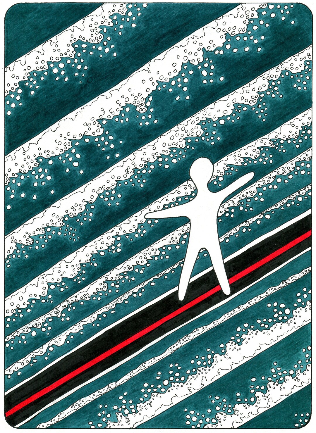 Pen and Ink Drawing Original on Paper the Adventures of Noman - "red ...