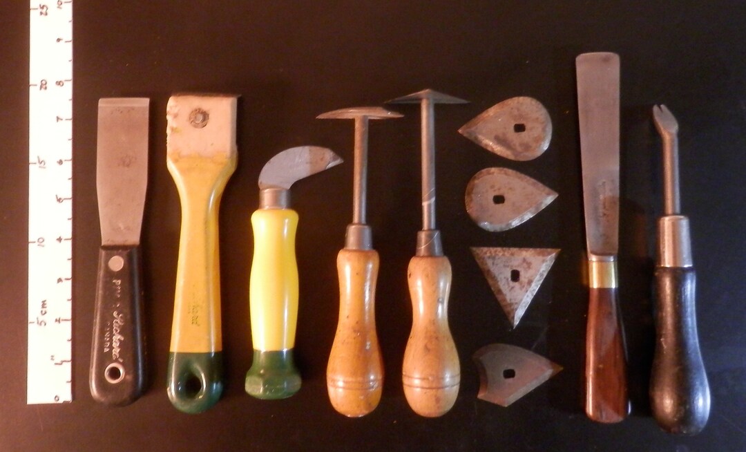 Collection of Antique Scrapers, Plus a Laminate Cutter, Tack & Staple ...