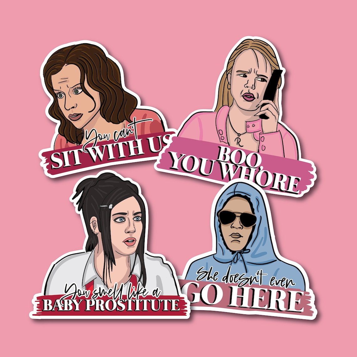 Mean Girls 4 Sticker Bundle 3x3 Character Stickers | Etsy