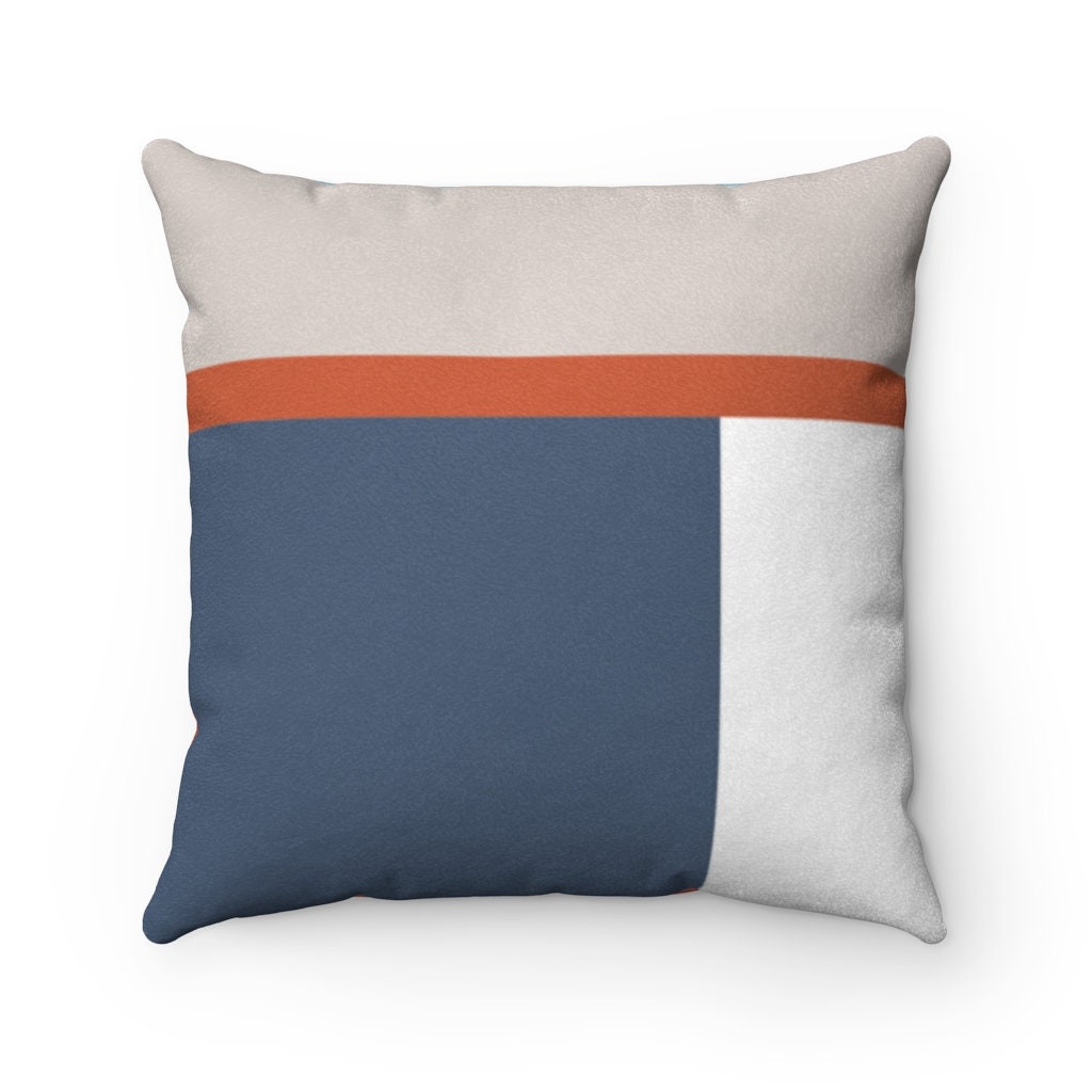COLOR BLOCK PILLOW Double Sided Accent Pillow Faux Suede Insert Pillow ...