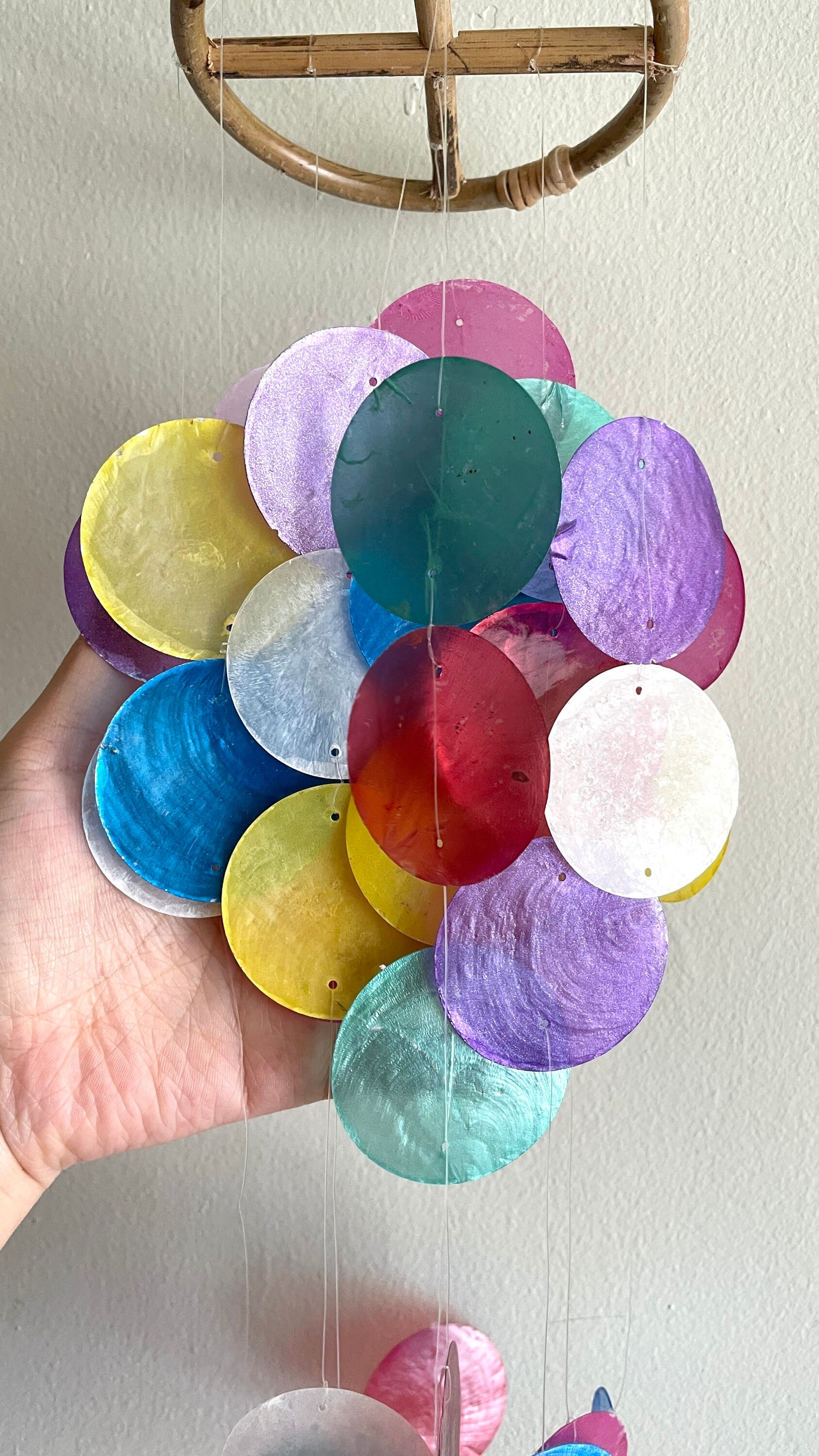 Rainbow Cloud Capiz Shell Wind Chimes / Handmade Capiz Shell | Etsy