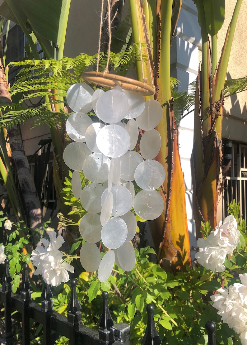 Capiz shell mobile / capiz shell wind chime / capiz shell | Etsy