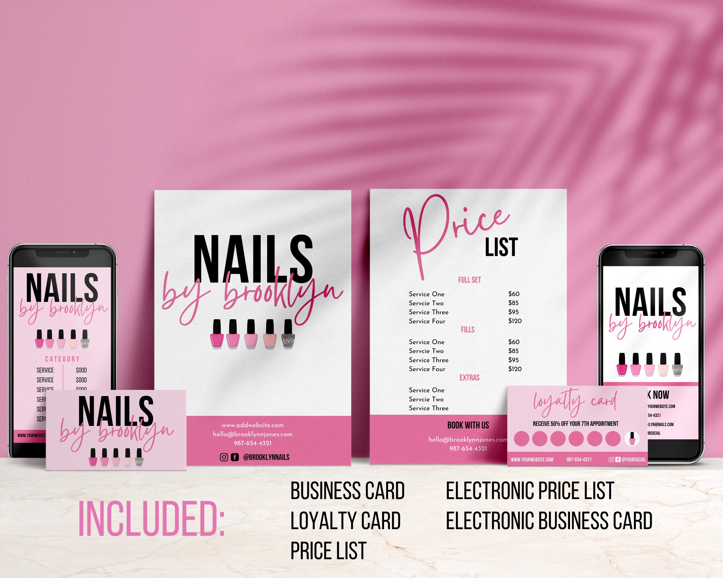Nail Business Card Template Nail Loyalty Card Design Price | Etsy