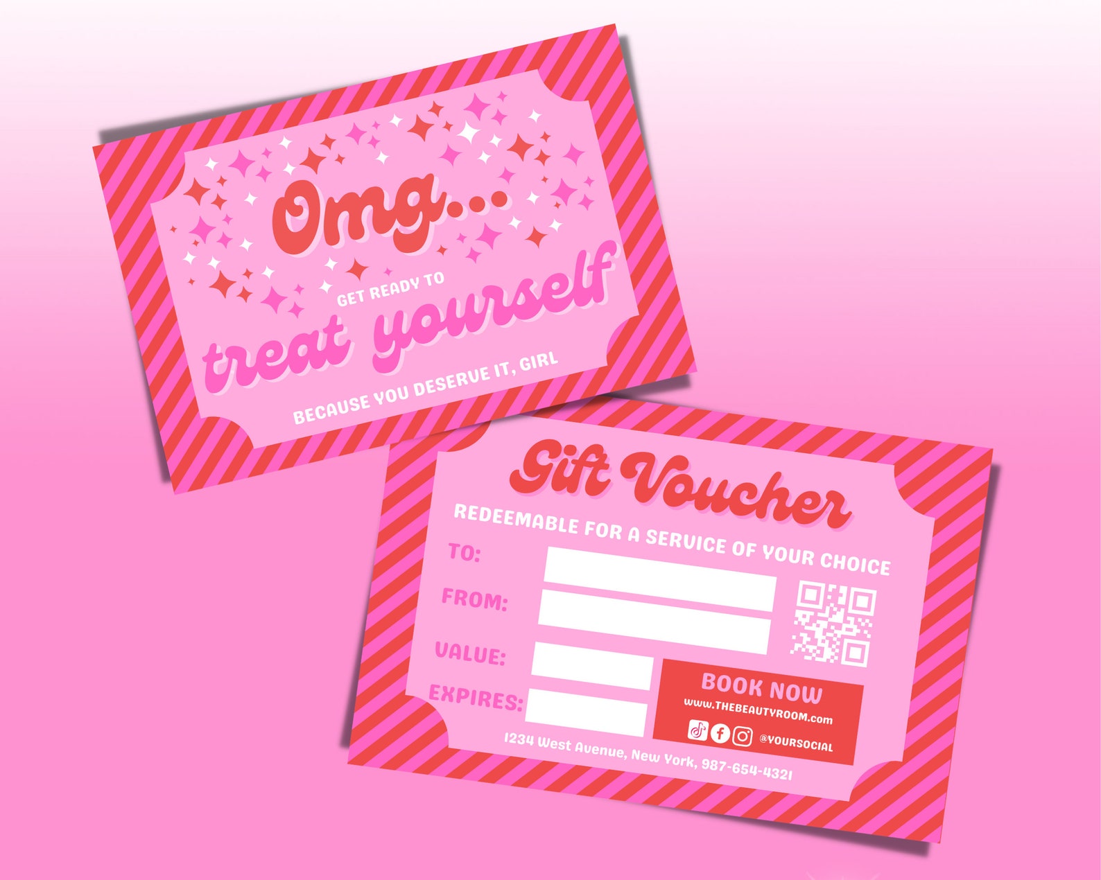 Retro Gift Certificate Template Gift Voucher Beauty Hair | Etsy