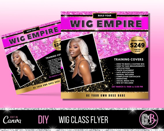 Wig Class Flyer Wig Social Media Flyer Wig Training Flyer | Etsy