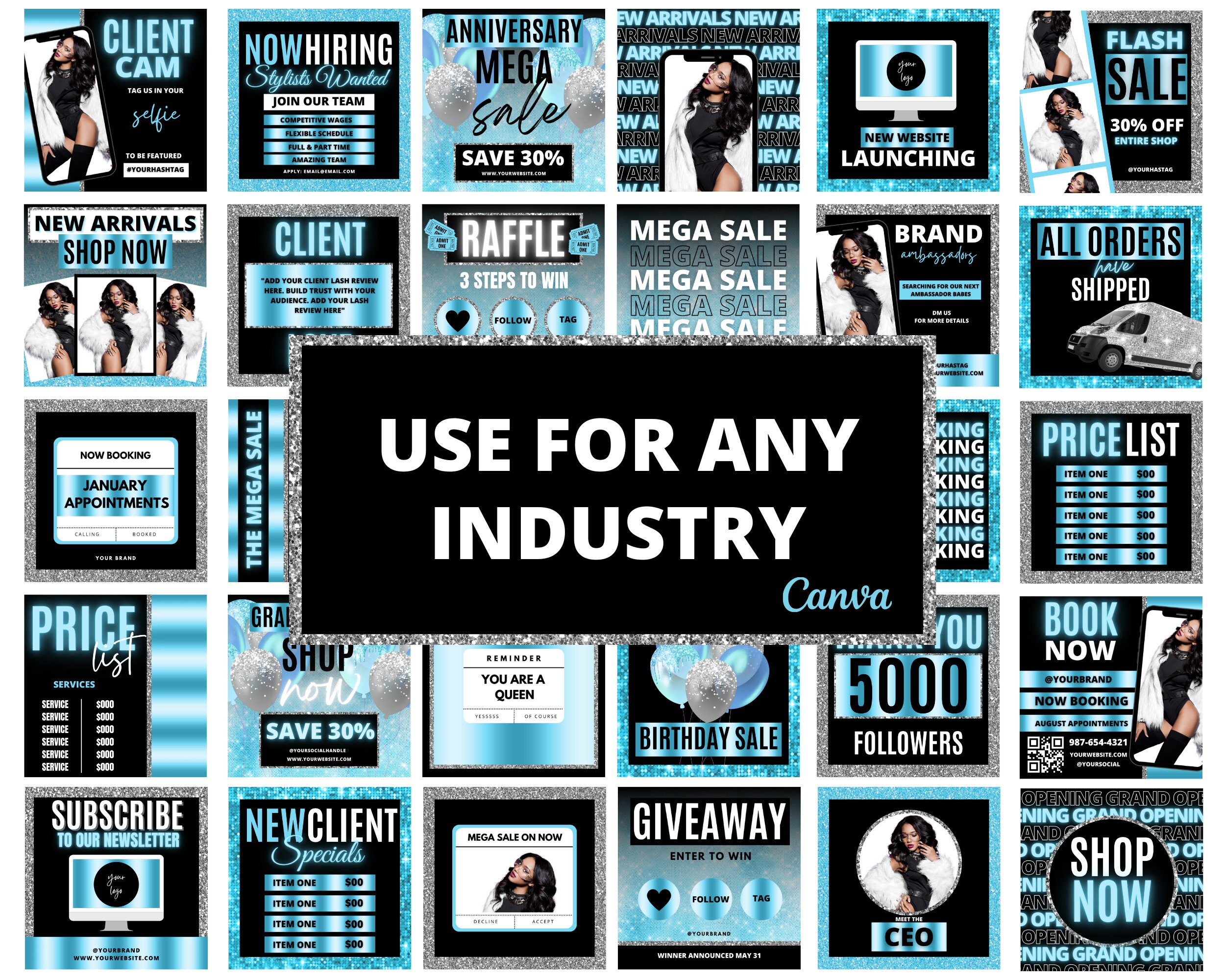 50 Social Media Flyer Bundle Instagram Flyers Hair Flyer - Etsy