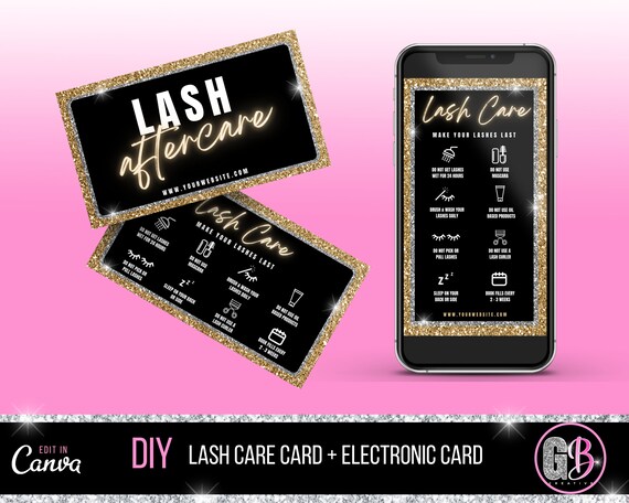 Lash Care Card Lash Extensions Care Card Aftercare Card | Etsy