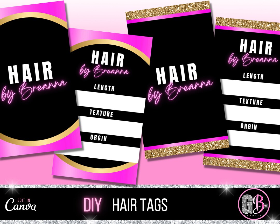 Hair Hang Tags - Hair Bundle Templates - Rose Gold - Hair Bundle Tags ...