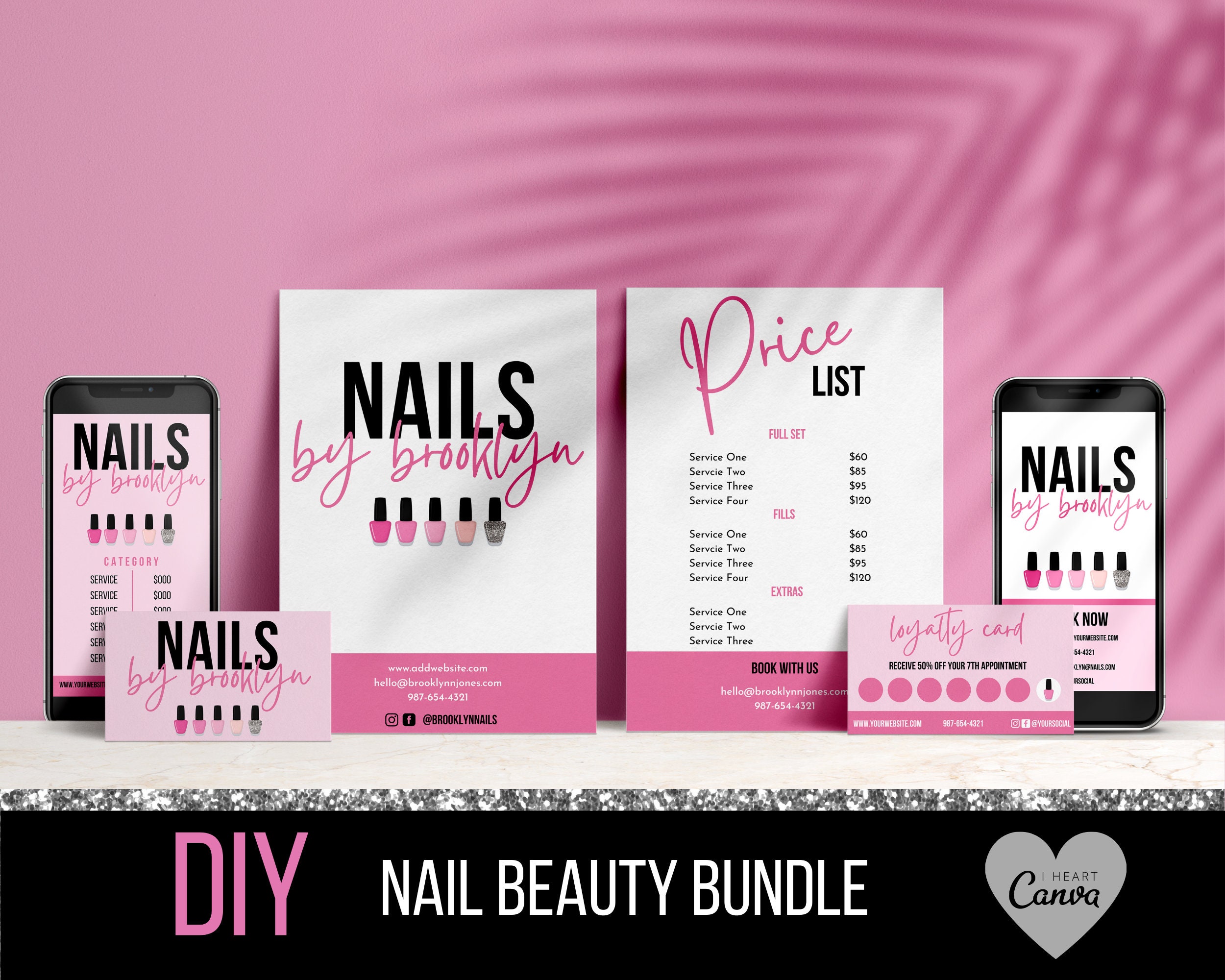 Nail Business Card Template Nail Loyalty Card Design Price | Etsy
