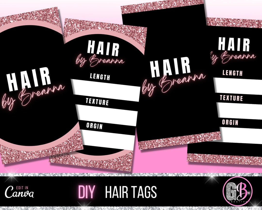 Hair Hang Tags - Hair Bundle Templates - Rose Gold - Hair Bundle Tags ...