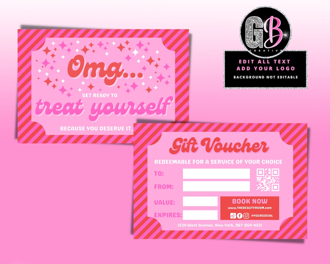 Retro Gift Certificate Template Gift Voucher Beauty Hair | Etsy