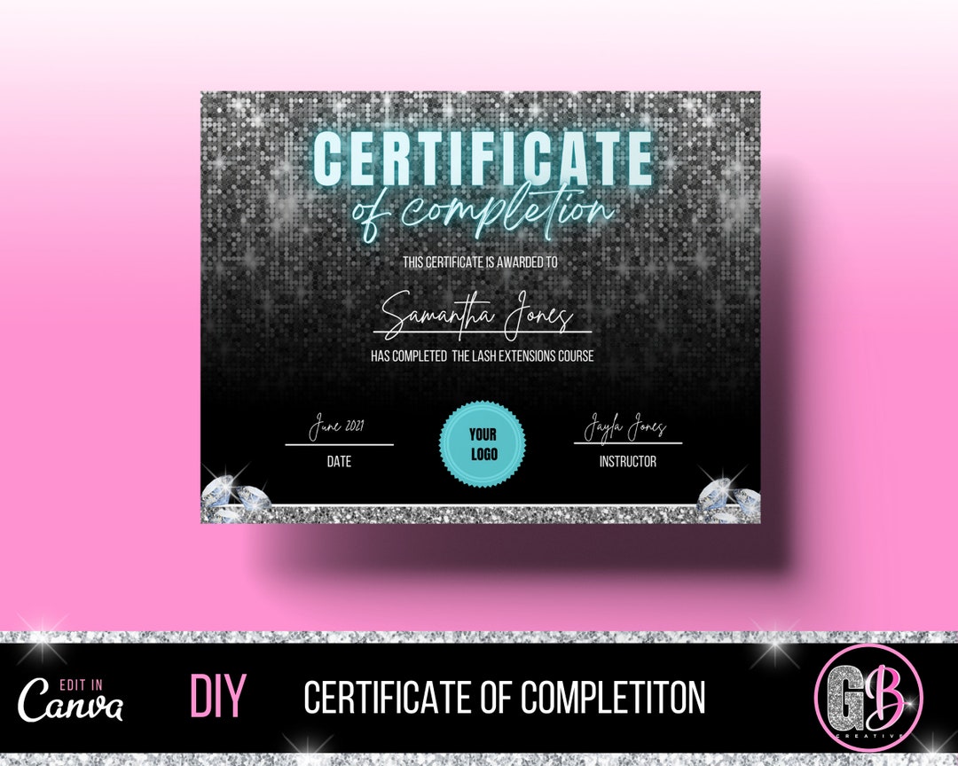 Certificate of Completion Template - Lash Certificate - Wig - Nails ...