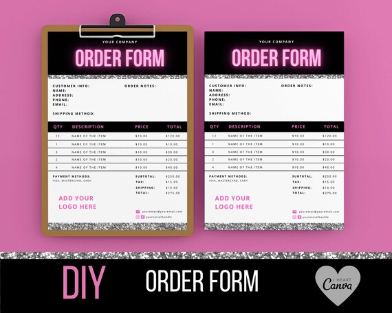 Order Form Template Small Business Order Form Custom Order - Etsy