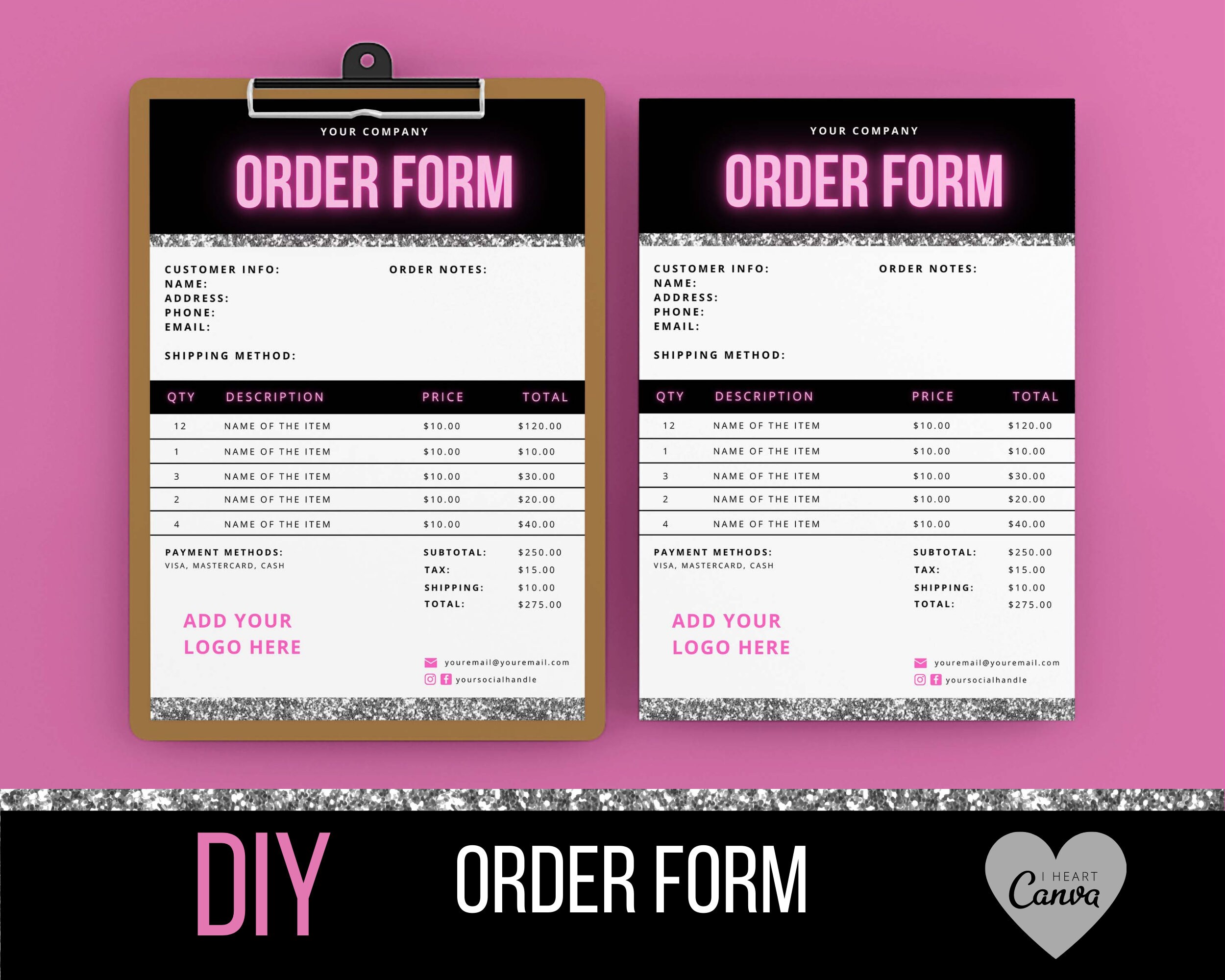 Order Form Template Small Business Order Form Custom Order - Etsy