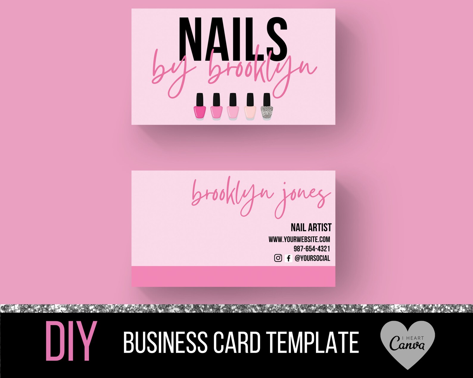 Nail Business Card Template Nail Business Card Design - Etsy