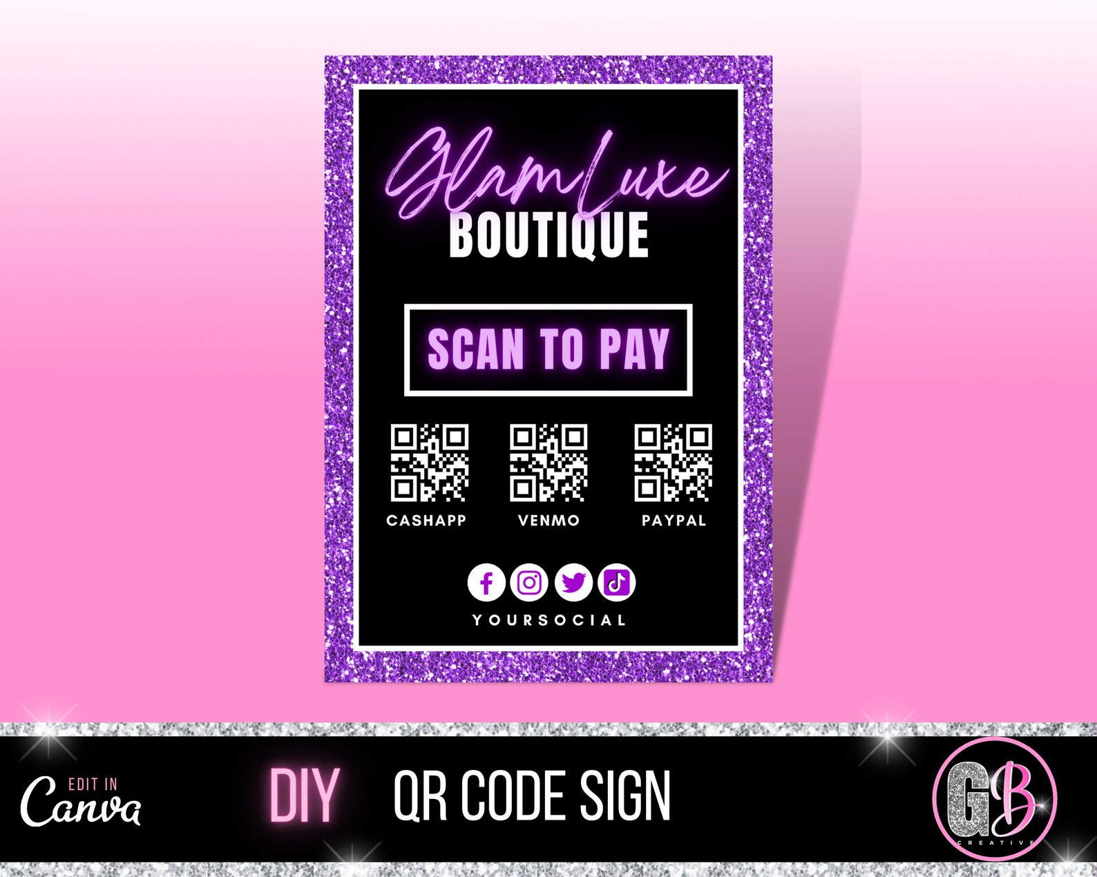 QR Code Sign Scan to Pay Template Scan to Pay Sign QR | Etsy