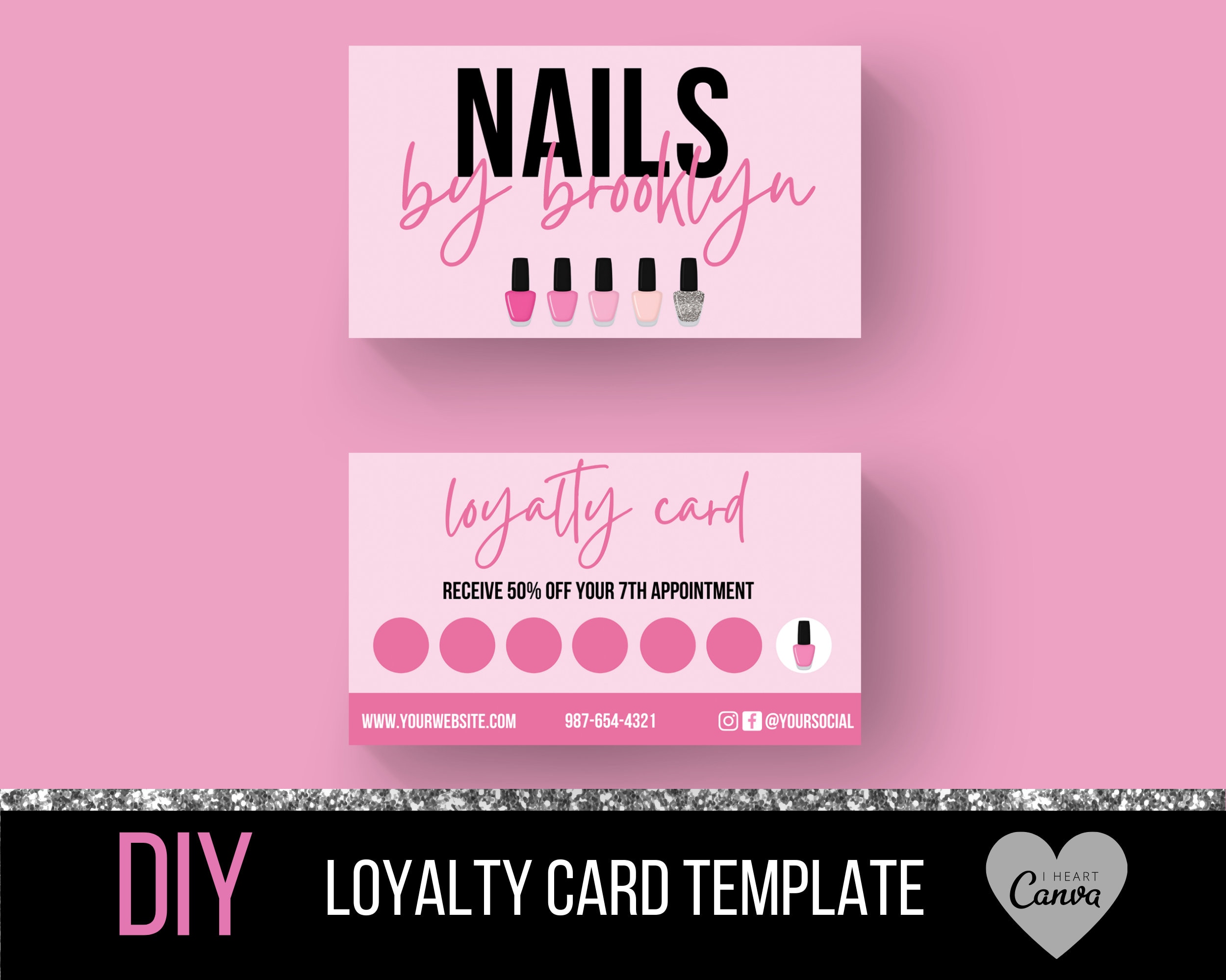 Nail Business Card Template Nail Loyalty Card Design Price | Etsy