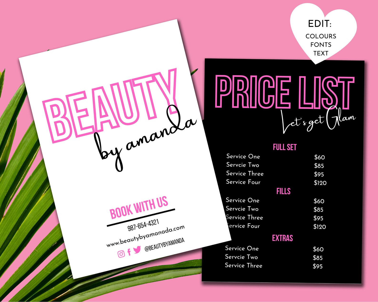 DIY Price List Template Printable Salon Price List Menu | Etsy