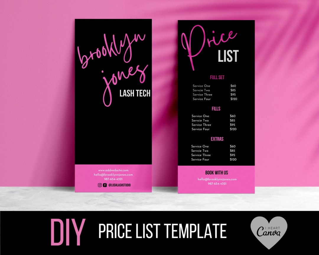 Price List Template - Hair Price List - Lash Price List - Nails Price ...