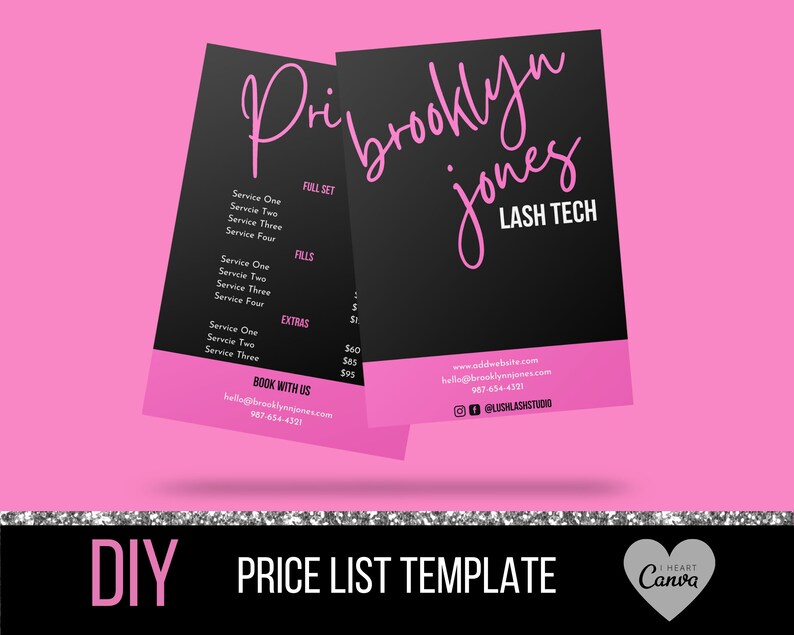 Price List Template Hair Price List Lash Price List | Etsy