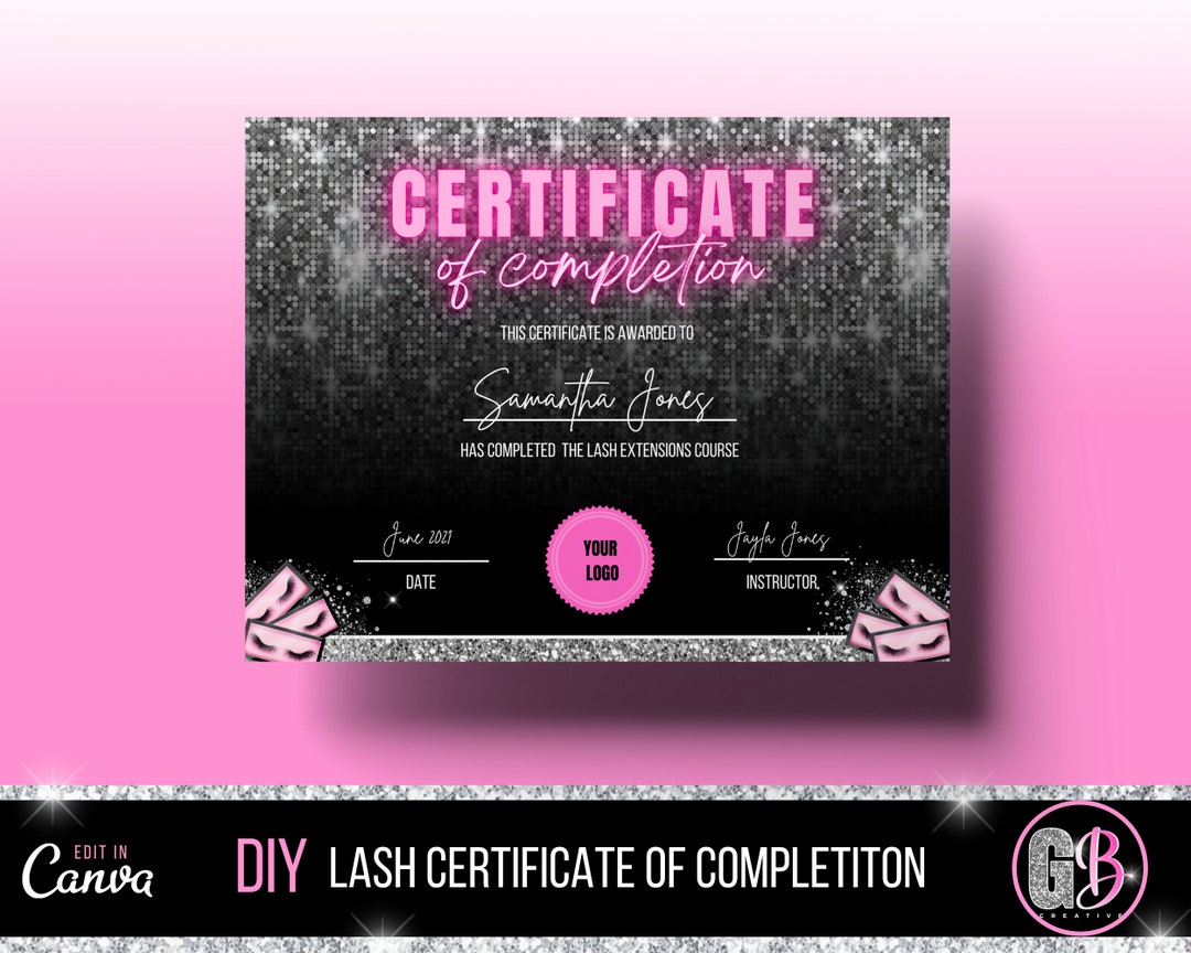 Certificate of Completion Template - Lash Training Certificate ...