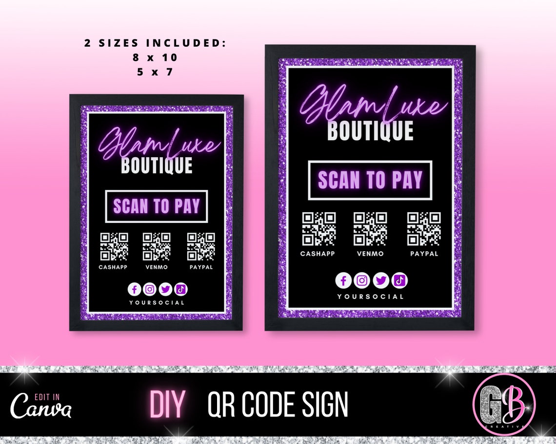 QR Code Sign Scan to Pay Template Scan to Pay Sign QR - Etsy