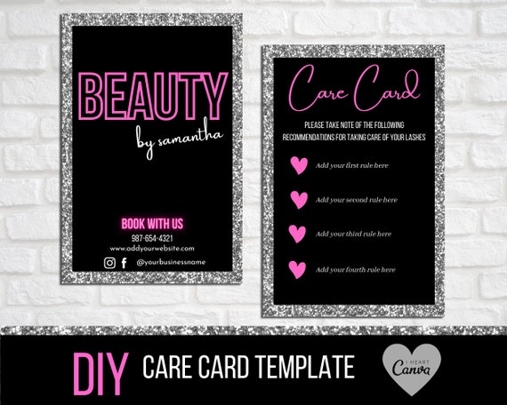 Care Card Template Lash Care Card Printable Care Card - Etsy