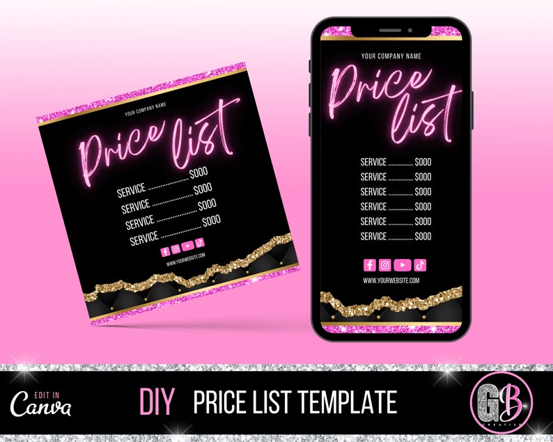 Price List Template Social Media Flyer Price List Neon - Etsy