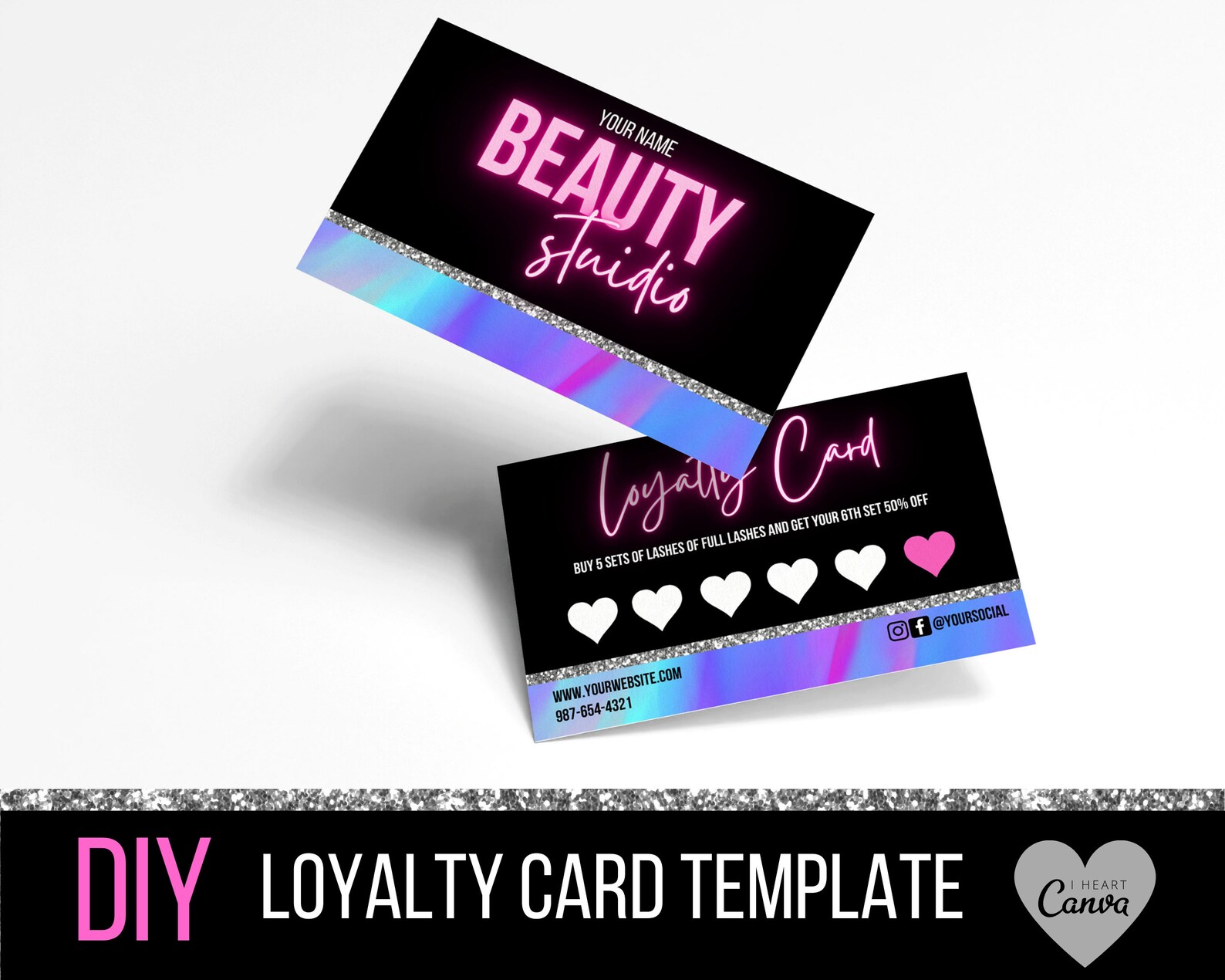 Loyalty Card Template Printable Loyalty Card Template Beauty | Etsy