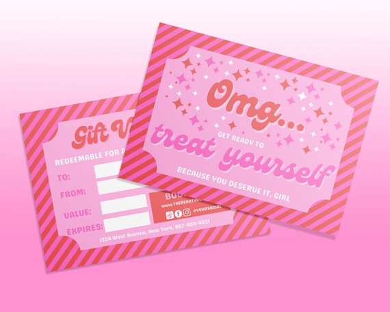 Retro Gift Certificate Template Gift Voucher Beauty Hair | Etsy