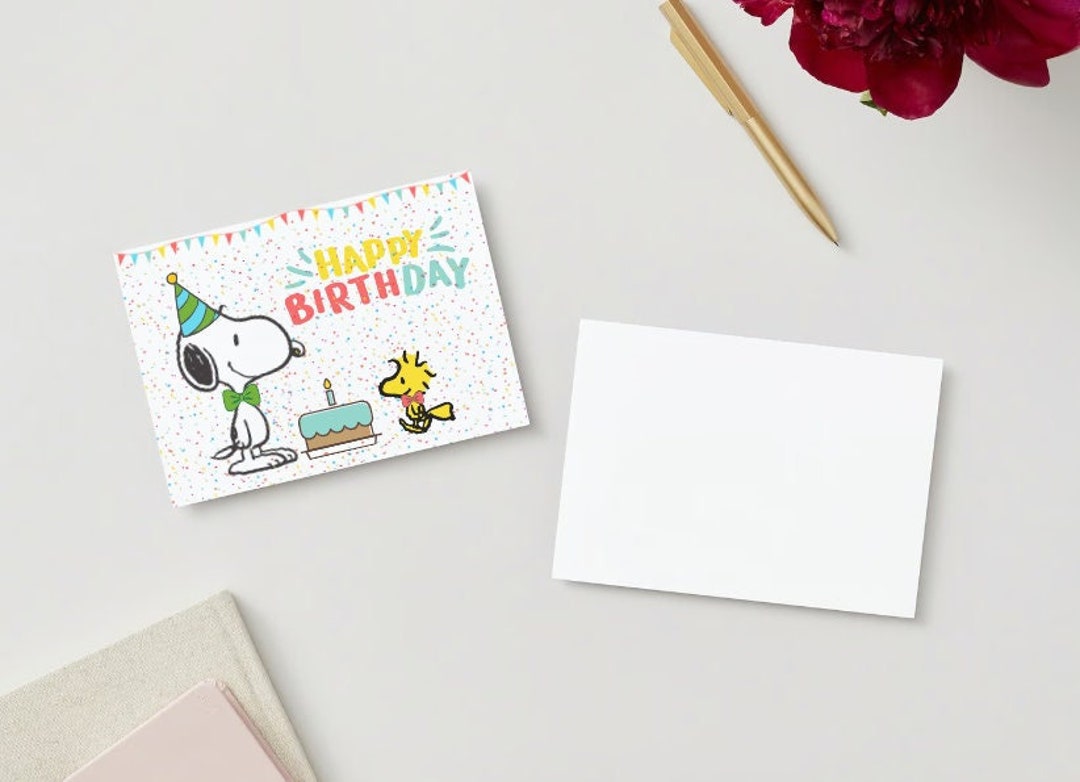 Snoopy Und Woodstock Geburtstagskarte Digitale Dateien Sofortiger Download Png Und Einfach