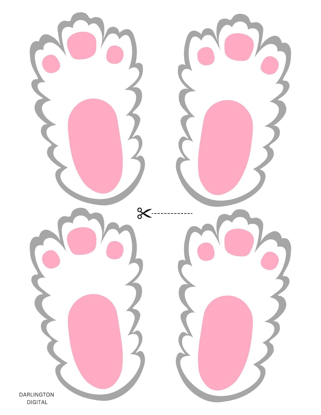 Easter Bunny Footprints Cut Outs DIGITAL Files Instant Download PNG and ...