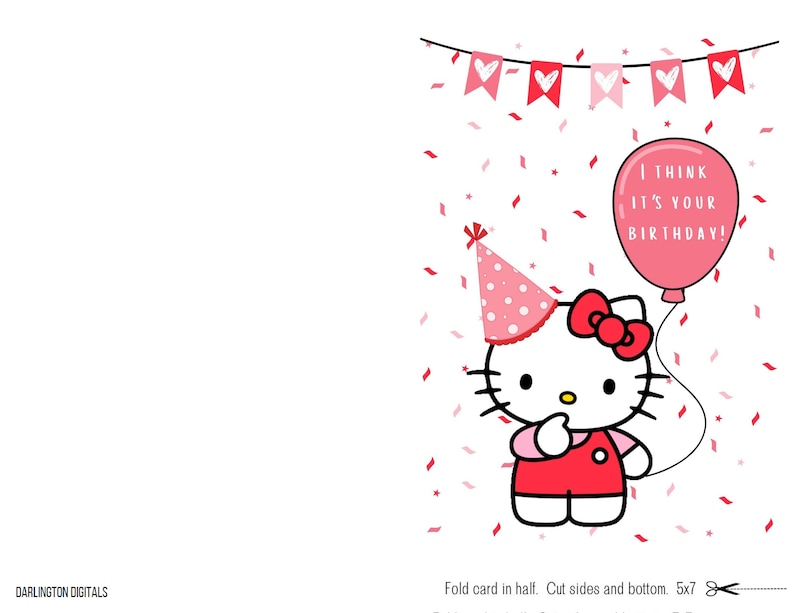 Cute Kitty Birthday Card Hello Digital Greeting Card DIGITAL Files ...