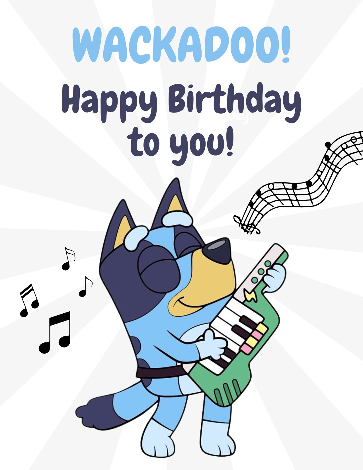Wackadoo Bluey Birthday Card Puppy Dog Digital Greeting Card DIGITAL ...