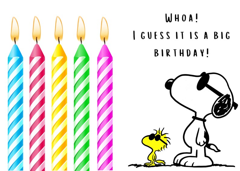 Buy Snoopy Happy Birthday Card DIGITAL Files Instant Download PNG and ...