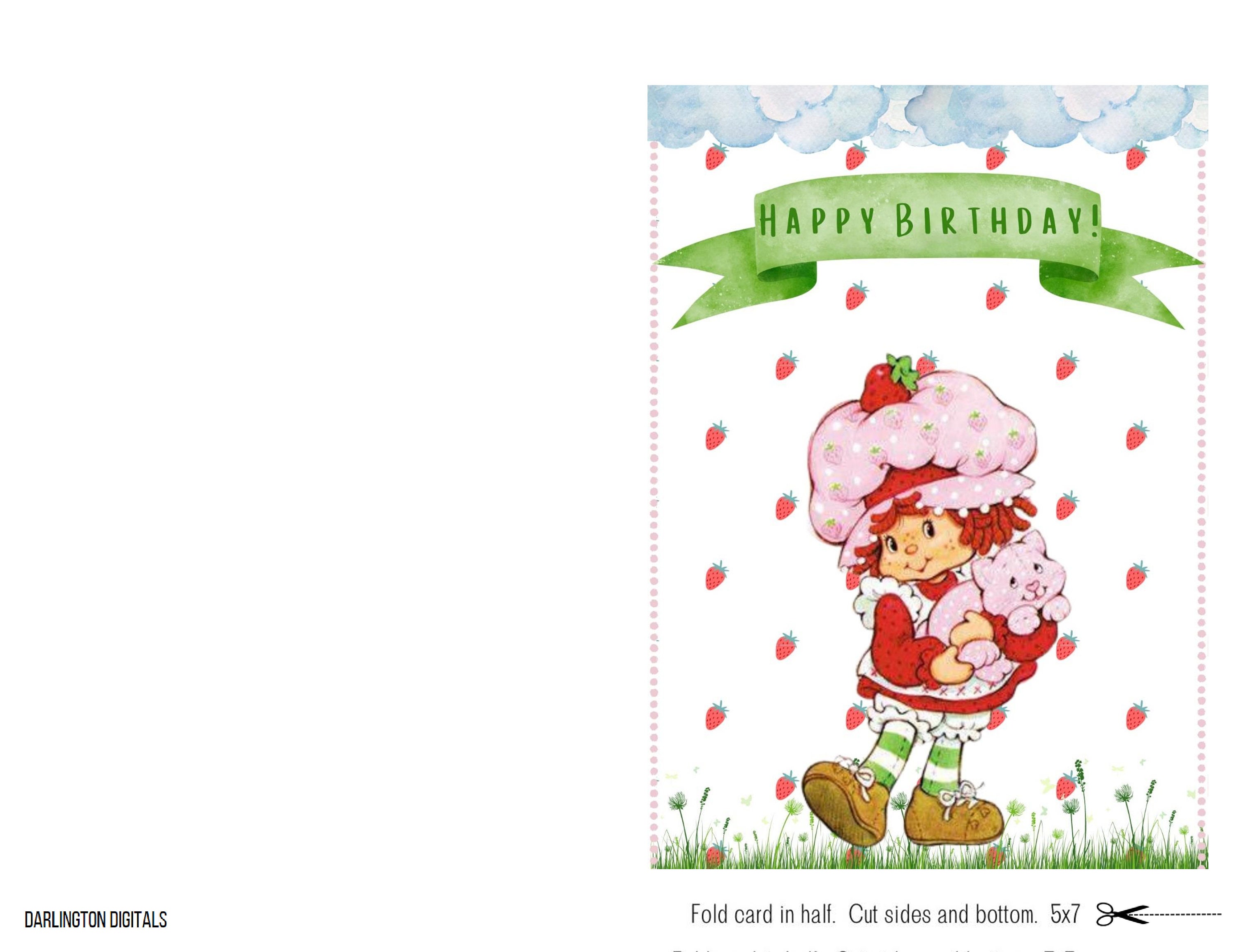 Strawberry Birthday Card Shortcake Digital Greeting Card DIGITAL Files ...